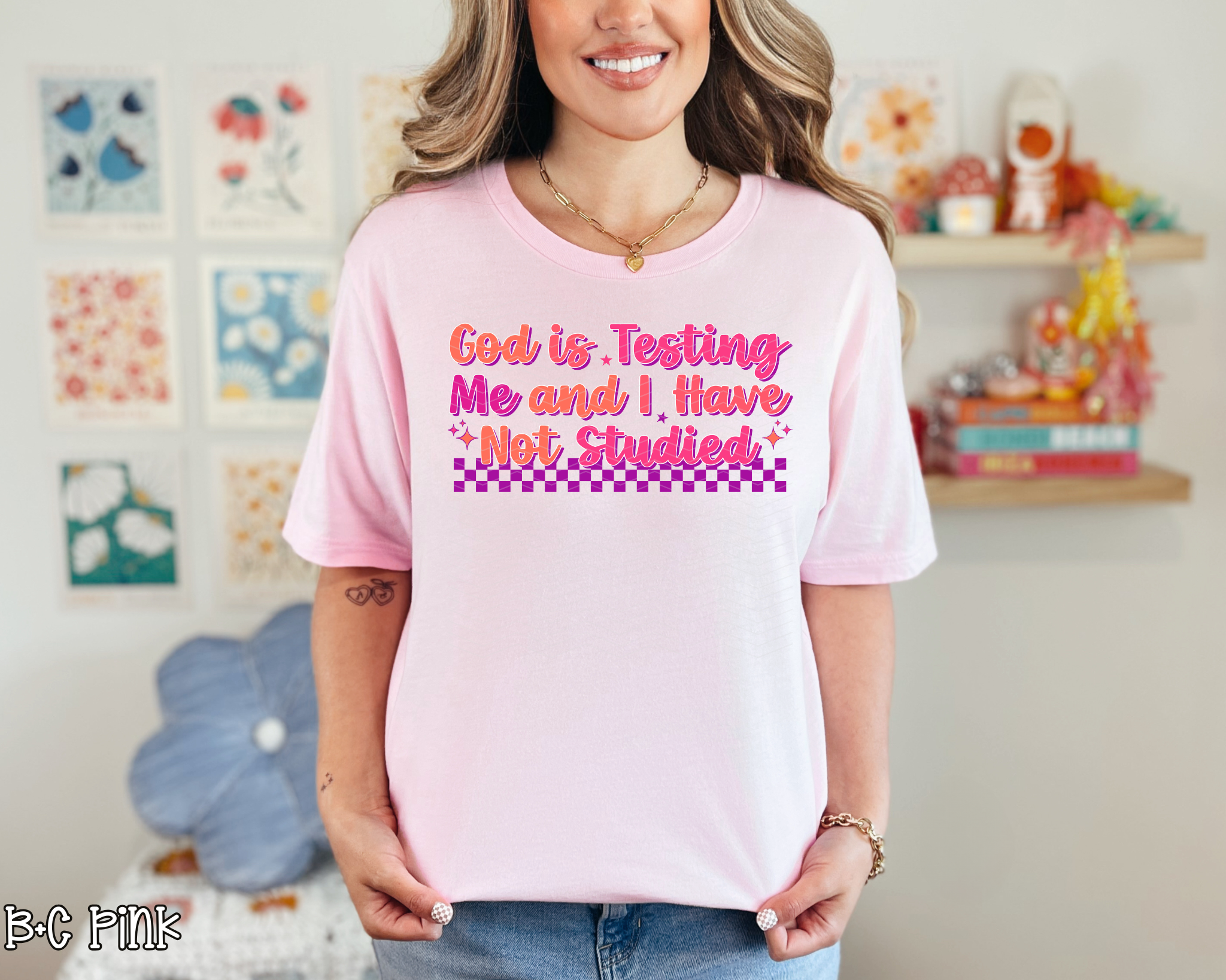 God Is Testing Me and I Have Not Studied DTF TRANSFER – TheNeonFlamingoShop