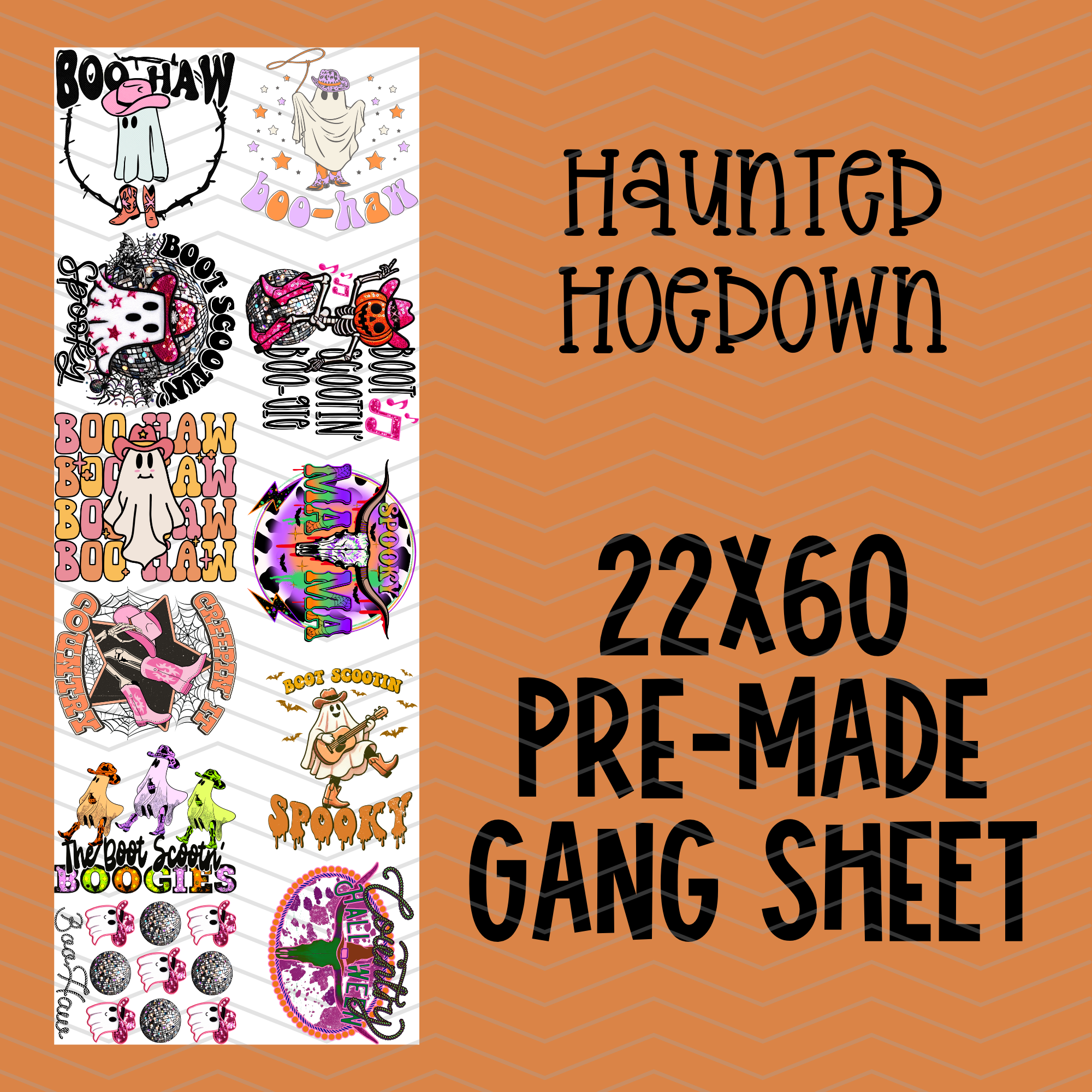 Haunted Hoedown Halloween Pre-Made Gang Sheet 22x60 DTF Transfers for ...